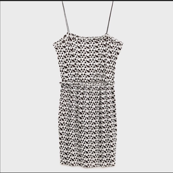 Zara | Dresses | Zara Metallic Silver Pattern Geometric Slip Dress ...
